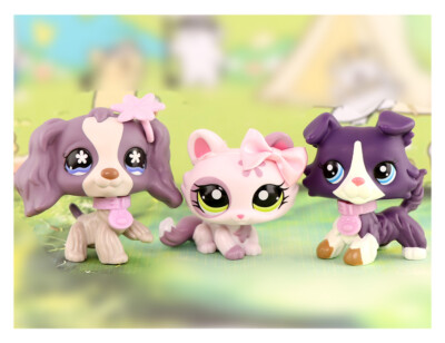 3x Shop Pet LPS Crouching Cat #1628 Cocker Spaniel #1209 Collie #1676 ...
