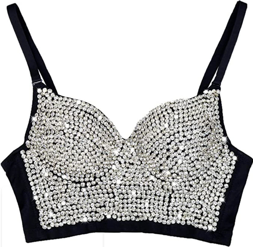 Lydia USA Rhinestone CRYSTAL Diamond BUSTIER Crop Top… - Gem