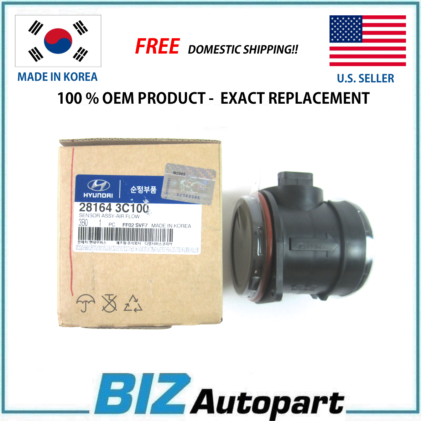 GENUINE ! MASS AIR FLOW SENSOR for 2006-2014 HYUNDAI KIA OE# 28164 ...