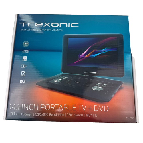 Trexonic TR-D141 14.1" Portable TV + DVD Player New Open Box ...