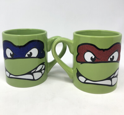 TMNT Teenage Mutant Ninja Turtles Raphael & Leonardo 2011 Mug Cup Set 🚚 ...