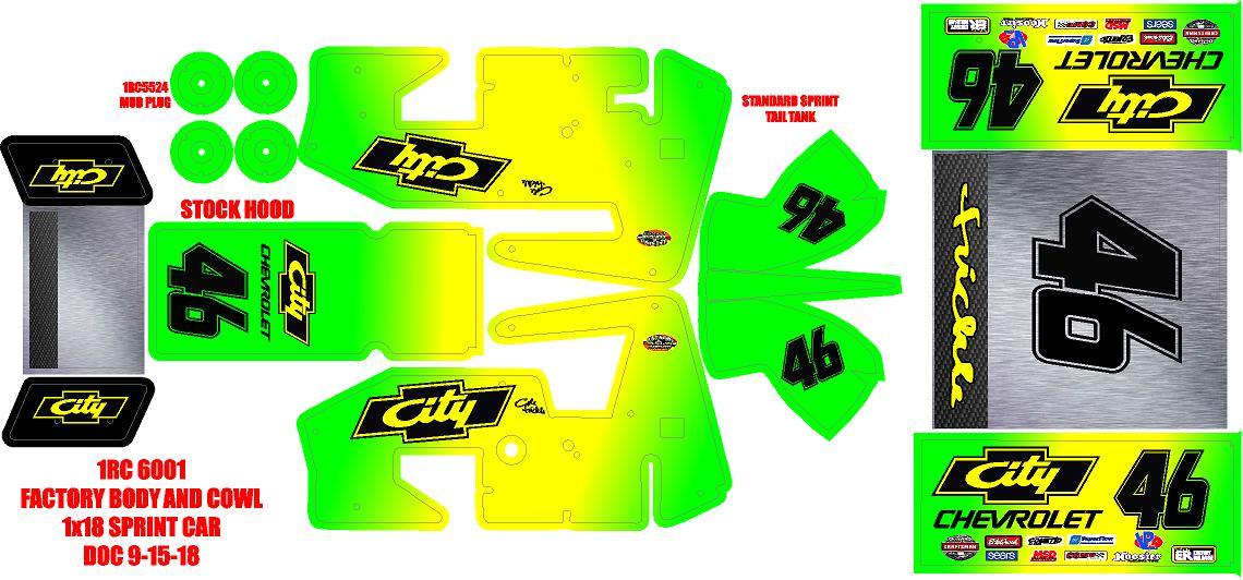 1 RC RACING 1RC SPRINT WRAP COLE TRICKLE CITY CHEVY