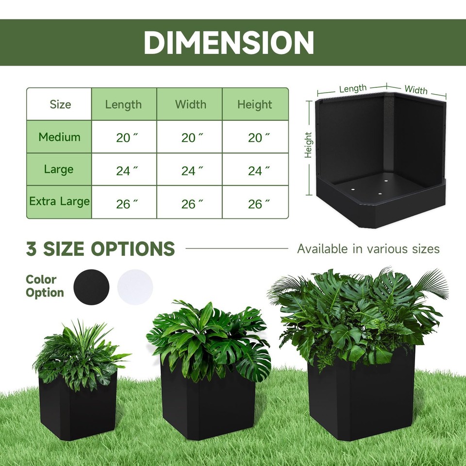 Steel Planter Box-20"x20"x20"-Large Square Planter Box-Outdoor Indoor ...