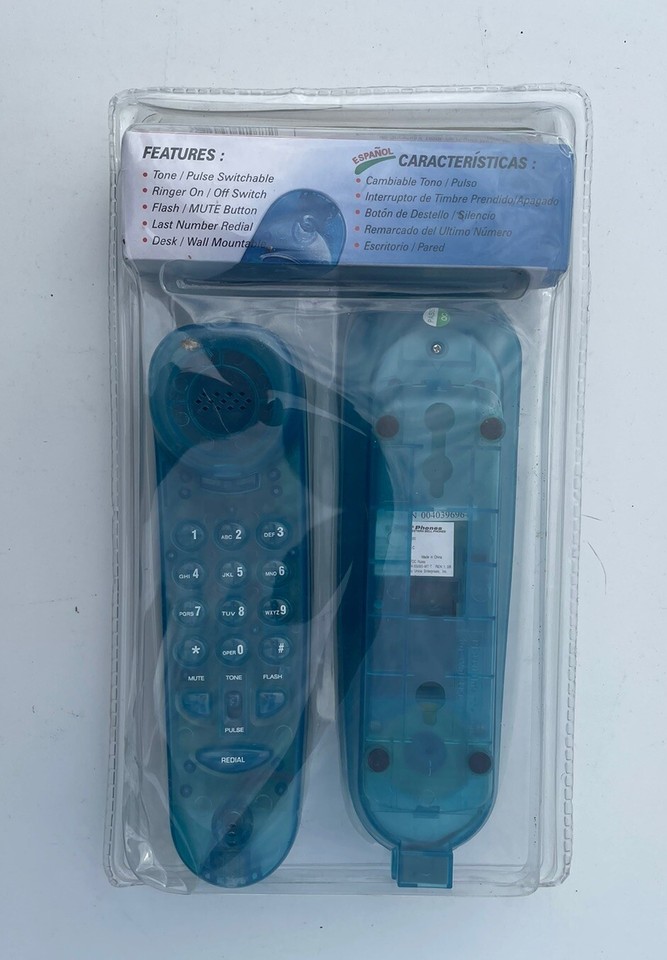 Vtg Retro Bell Phone SEE THROUGH BLUE Designer Telephone Corded ...