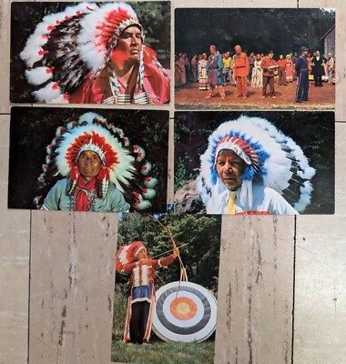 5 vintage Indian Greeting post cards Native American Cherokee ...