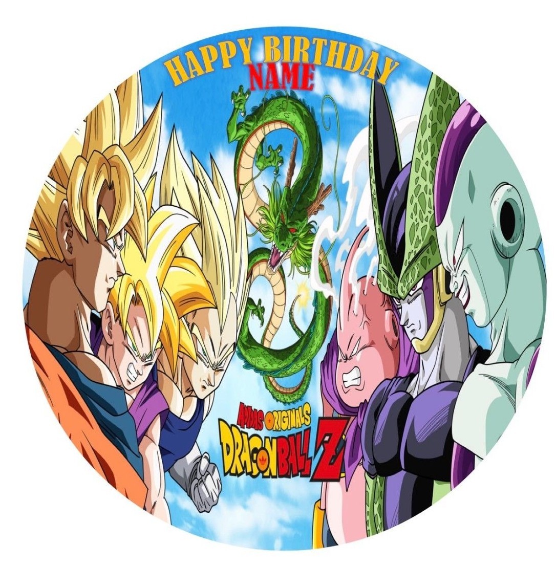 DRAGON BALL Z Edible Image Birthday Party Cake Topper 19cm Round | eBay ...