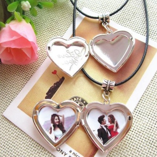 Love Heart Locket Pendants Openable Photo Frame Glossy Family Picture ...