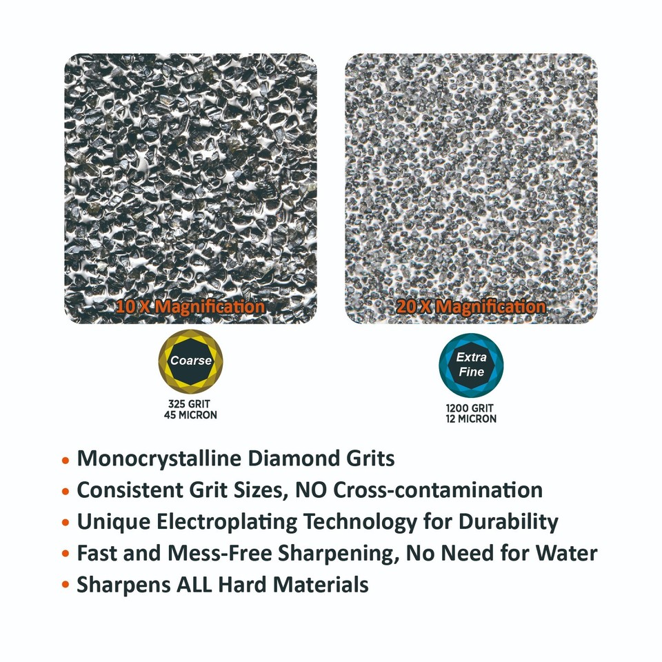 SHARPAL 325/1200# Dual-Grit Diamond Sharpening Stone with Leather Strop ...