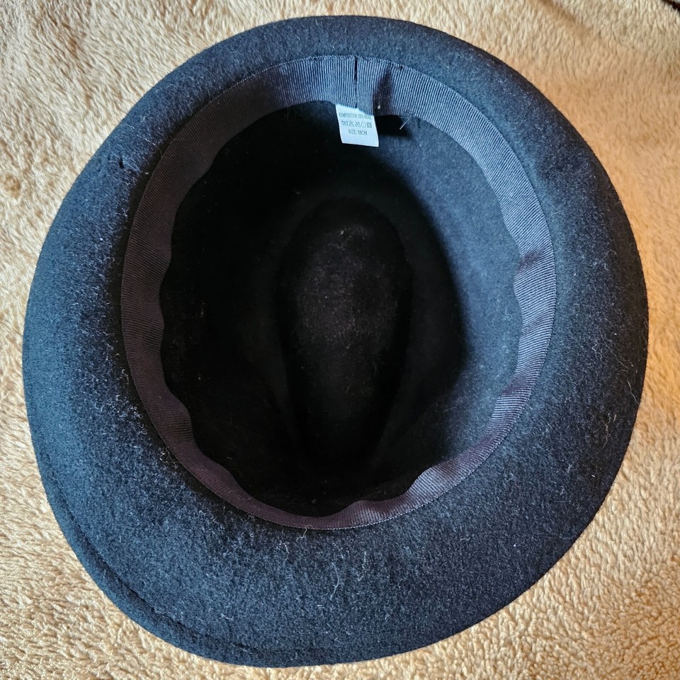 Vintage 1940s 50s Black Fedora Trilby Wool Hat 58cm VE Day Goodwood ...