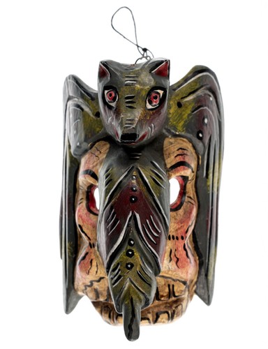 Vintage Mexican Wood Carved Bat Demon Skeleton Ceremonial Mask 8x5in | eBay