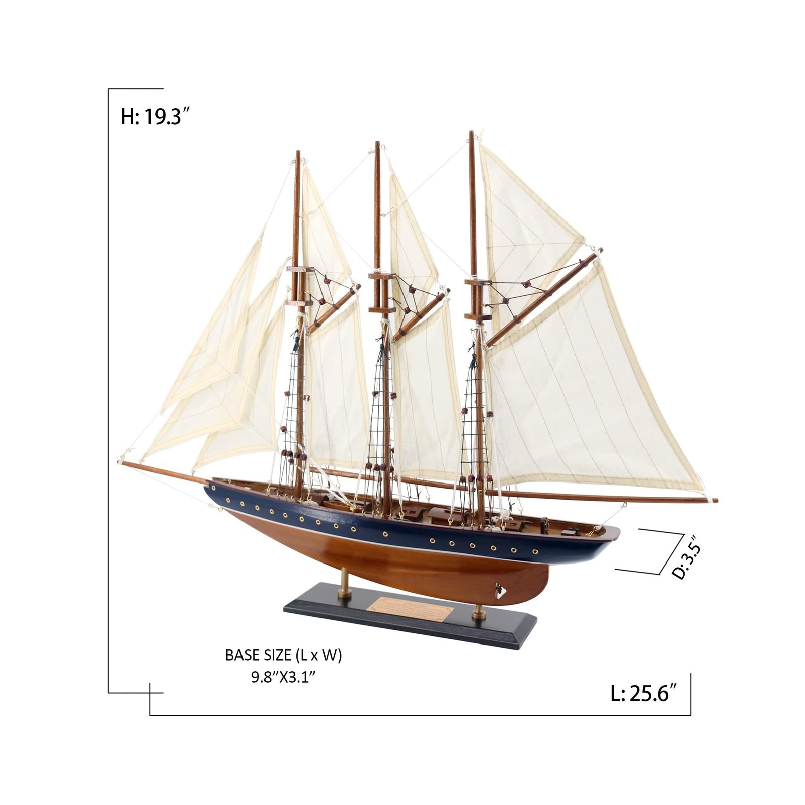 25" Wooden Sailboat Model Sailing Yacht Atlantic Schooner Ship Scale ...