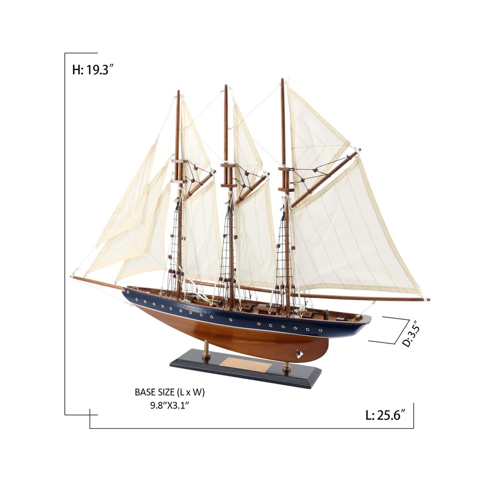 25" Wooden Sailboat Model Sailing Yacht Atlantic Schooner Ship Scale ...