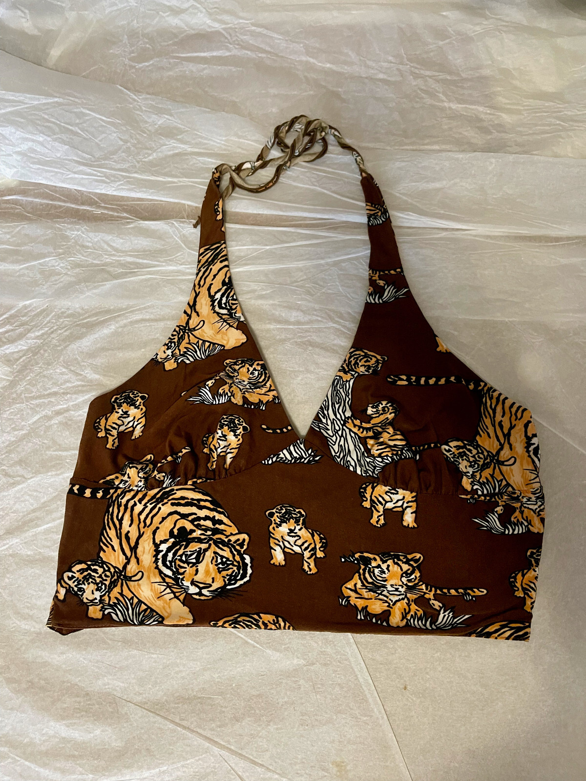 Genuine Volcom Gals vintage halter top tiger backless… - Gem