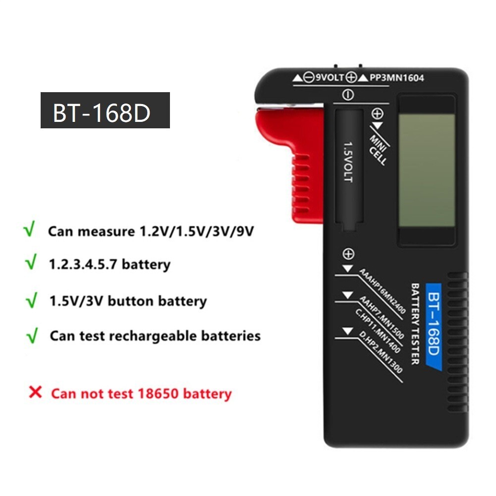 Portable Digital Battery Power Tester for AA AAA C D 9V 1 5V Button ...