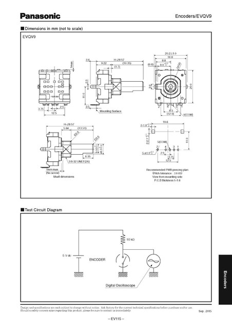 5 Pcs Panasonic Rotary Encoder 18mm 16 Detent Positions EVQV9C00116E ...