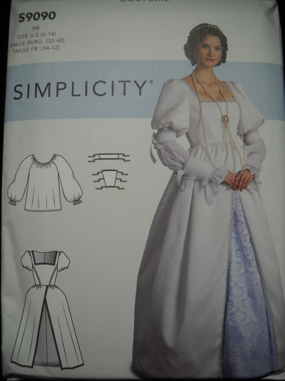 Renaissance Dress and Blouse Costume Size 6-14 Simplicity 9090 Sewing ...