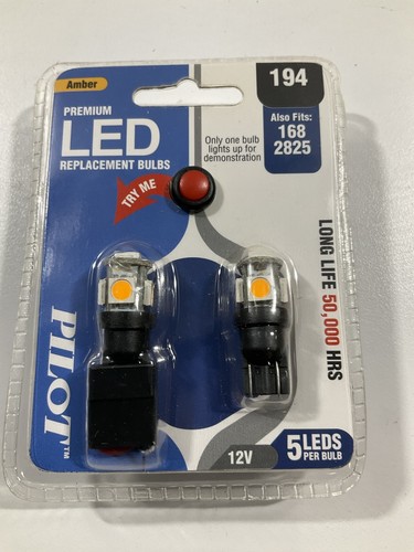 Pilot IL-194A-5 Premium Amber LED Light Lamp Bulbs 12V For 194, 168 ...
