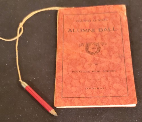 June 15th 1915 Postville, Iowa High School Dance Card Alumni Ball ...