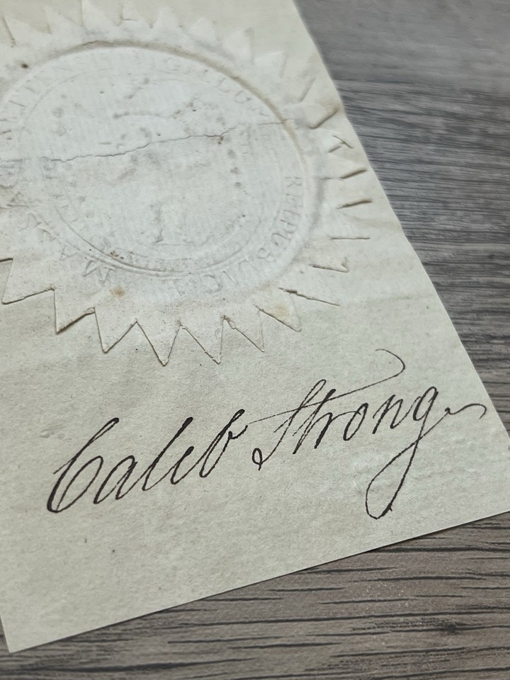 Caleb Strong Founding Father Autograph Massachusetts Politics Signed ...