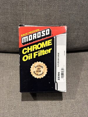 Chrome oil Filter Moroso 22300 Chrome 13/16-16 Thread Short 4.28" High ...