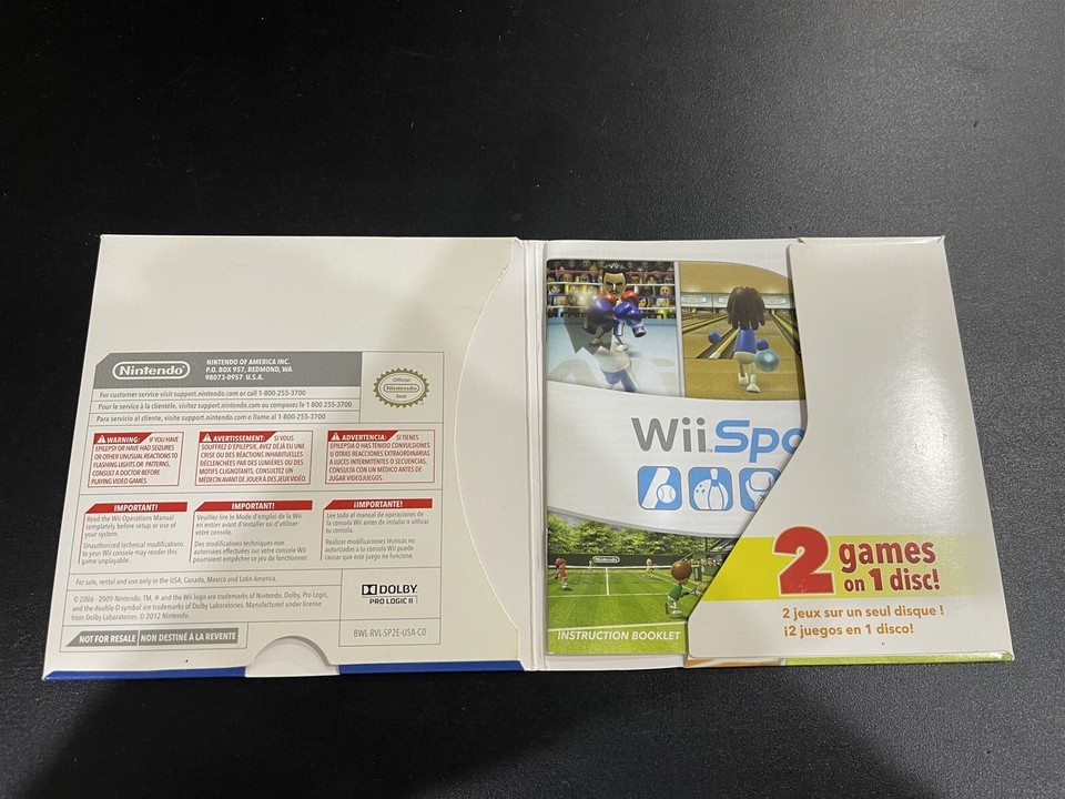 Nintendo Wii - Wii Sports / Resort 2 in 1 Case & Instruction Manual ...