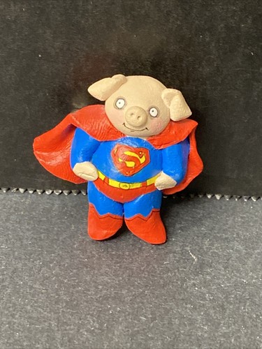 Vintage Clay Brooch Superman Pig S Lehman 1981 Anthropomorphic Artist ...