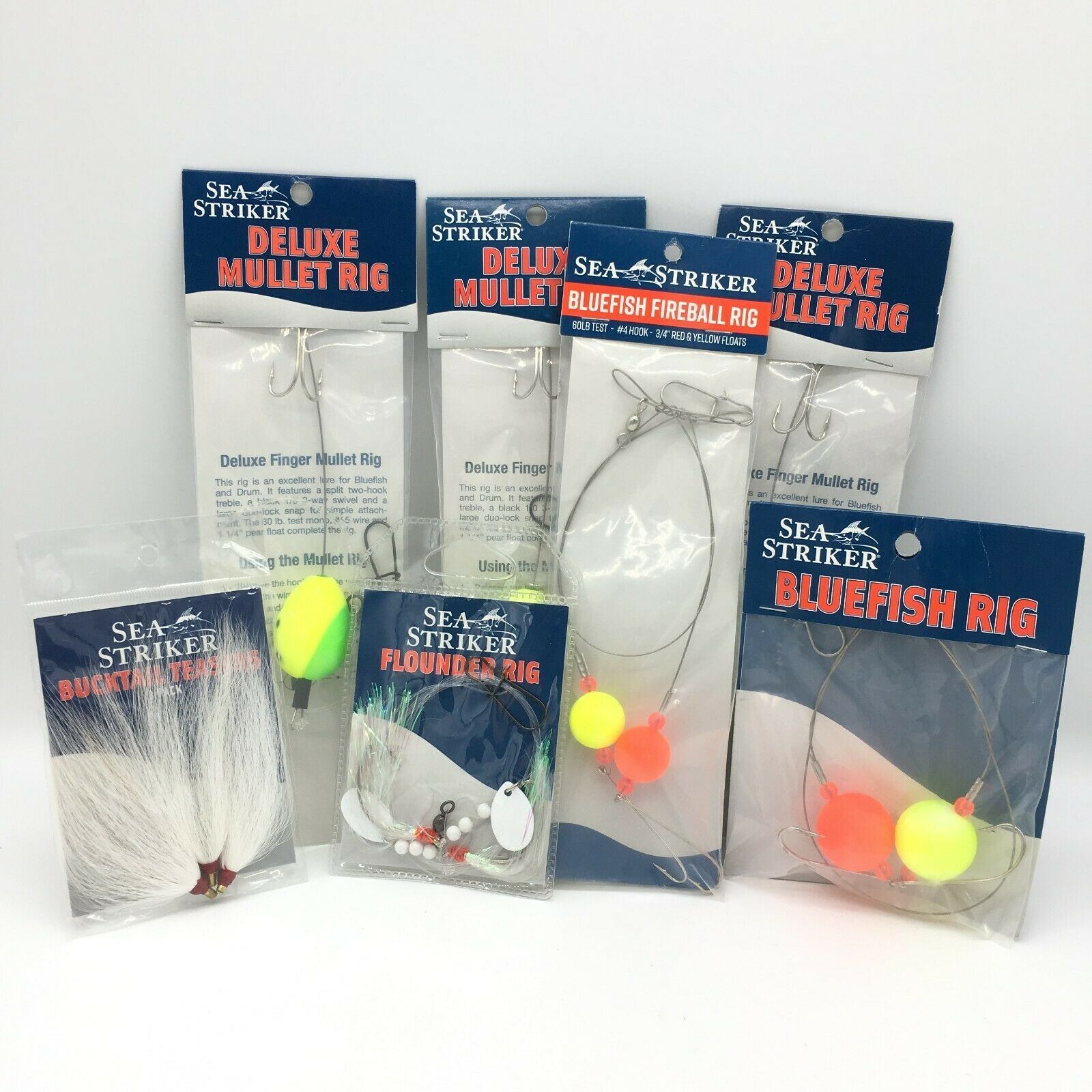 Lot of 7 Sea Striker 3 Deluxe Mullet-1 Flounder-2 Bluefish Rigs ...