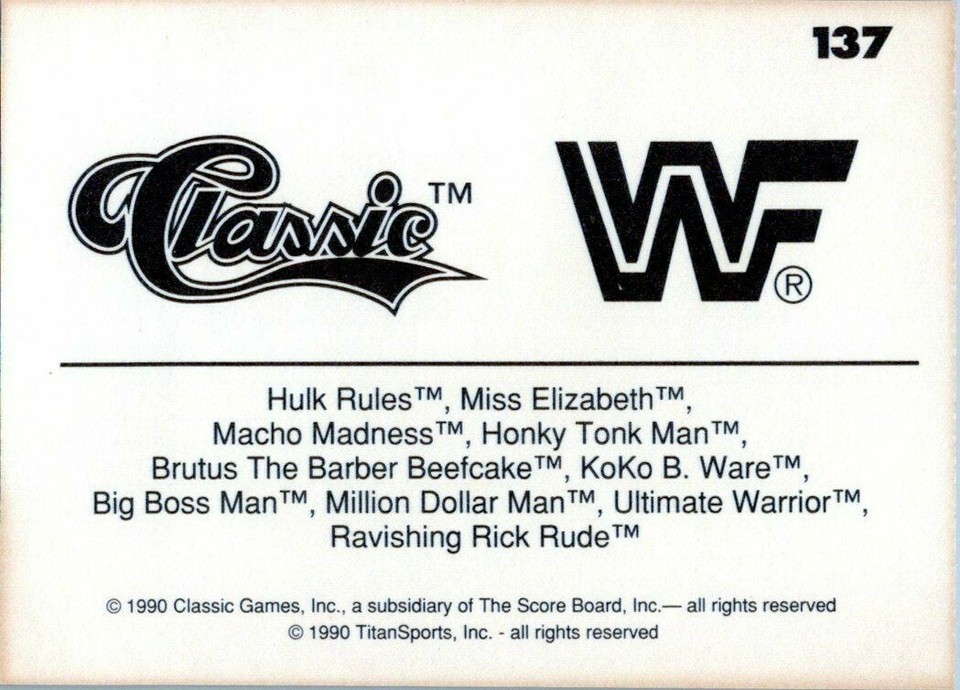 Macho Madness Randy Savage Logo Card #137 1990 Classic WWF Wrestling ...