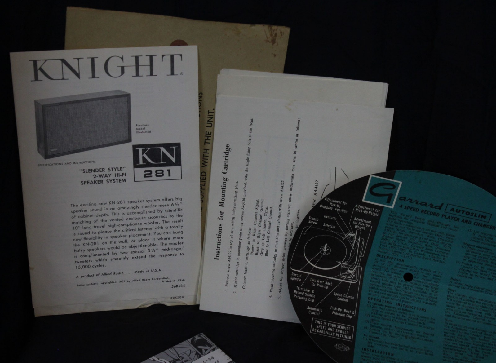 Lot of Vtg Knight Speaker Manual KN281 Stereo Amplifier Schematics ...