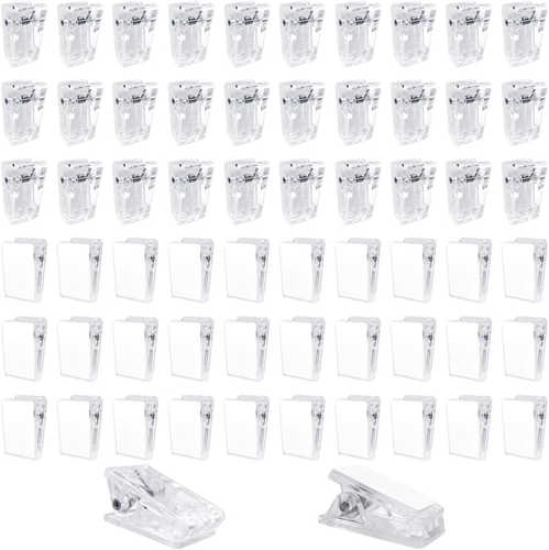 60 Pcs Self-Adhesive Clear Plastic Spring Clips for Photo Poster ...