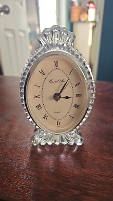 Crystal Clear 24% Lead Crystal Shelf Mantle Clock. Made In Taiwan 102D ...