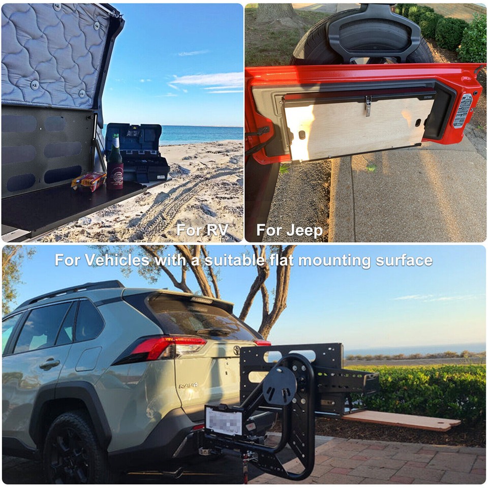 Drop Down Tailgate Table with Wood Tray for Jeep Wrangler JK JL & JT ...