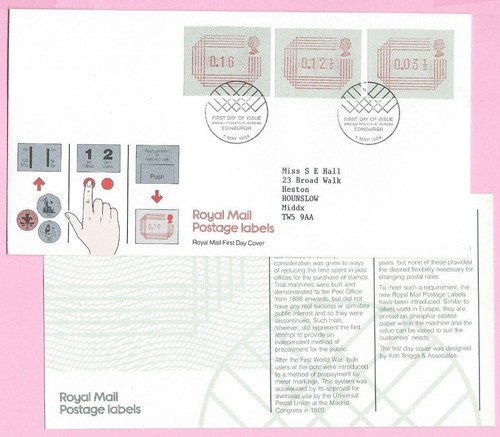 Royal Mail 1984 FDC - 3 Values FRAMA - NEW POSTAGE LABELS - Shs BUREAU ...