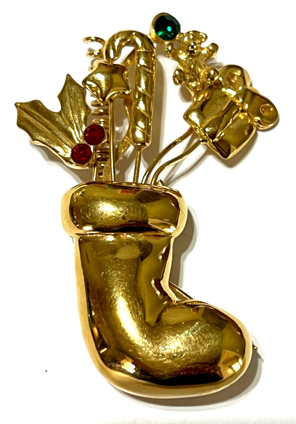 Gold Christmas Stocking Red and Green with Decoration… - Gem