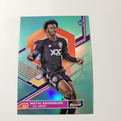 2023 Topps Finest MLS Matai Akinmboni Rookie Aqua Refractor /75 | eBay