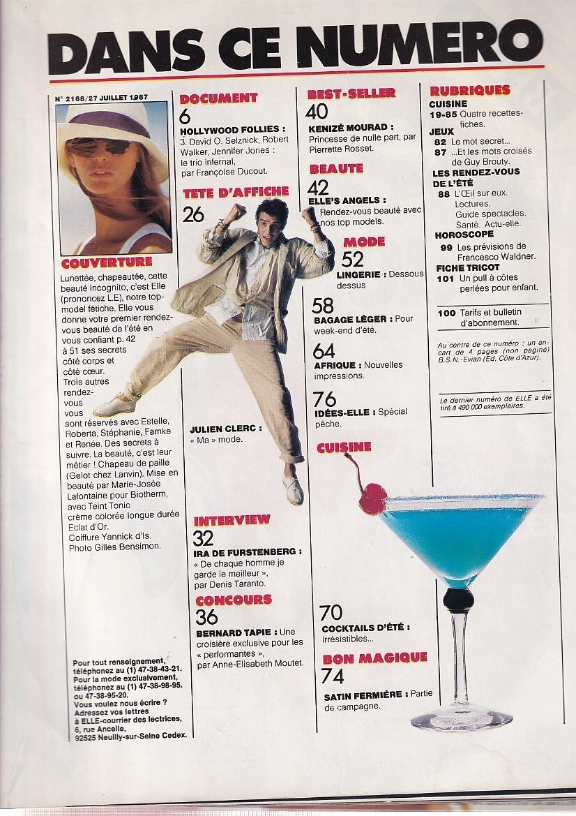 ELLE FRANCE 1987 ELLE MACPHERSON RENEE SIMONSEN YASMIN LEBON ROBERTA ...