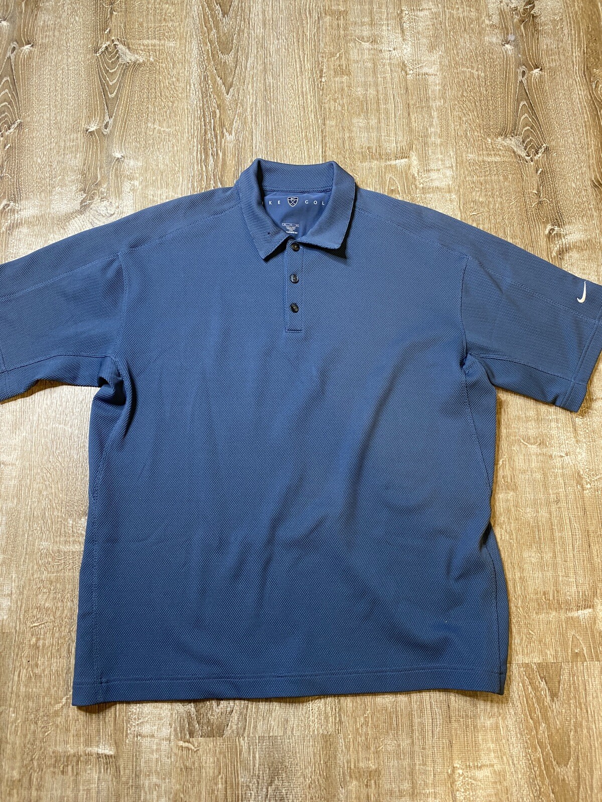 Mens NIKE GOLF Blue Gray Texture Performance Polo Shi… - Gem