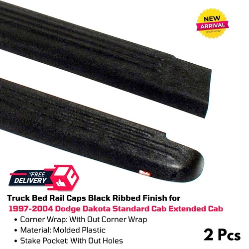 2pcs Truck Bed Rail Caps Protector w/o Stake Holes for 1997-2004 Dodge ...