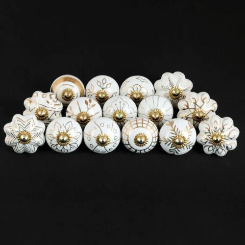 Lot of 20 PC Indian Handmade Cabinet Pulls Boho Ceramic Door Knobs ...