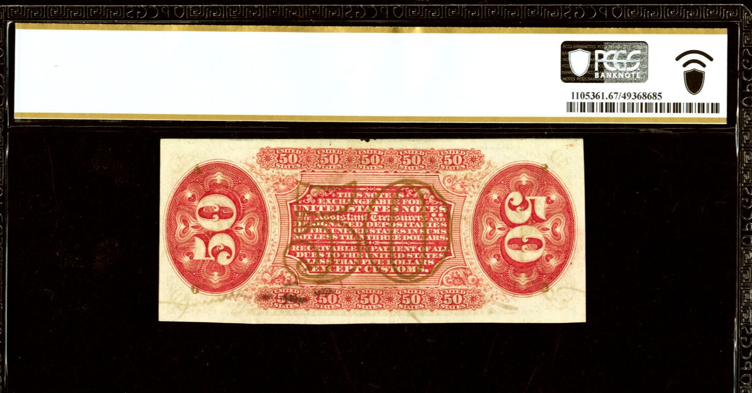 US 50c Fractional Currency Autographed Red Back FR1328 COLBY SPINNER ...