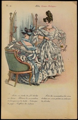1900ca Mode Of 1832 - Embroidered Gowns And Ribbon Headdresses ...