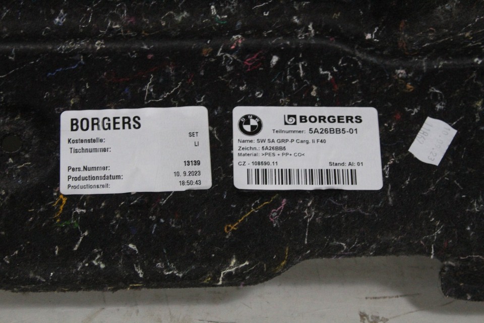 BMW F40 Rear Left Side Trunk Compartment Panel Trim 5A26BB5 1.5 Petrol ...