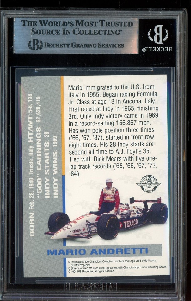 Mario Andretti Signed 1994 IMS Indianapolis 500 Champions Collection ...