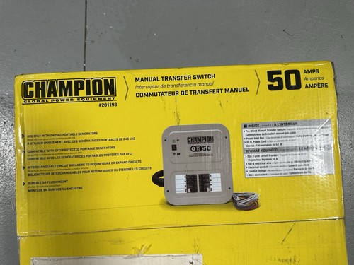 Champion Power Equipment 50-Amp Indoor-Rated Manual Transfer Switch ...