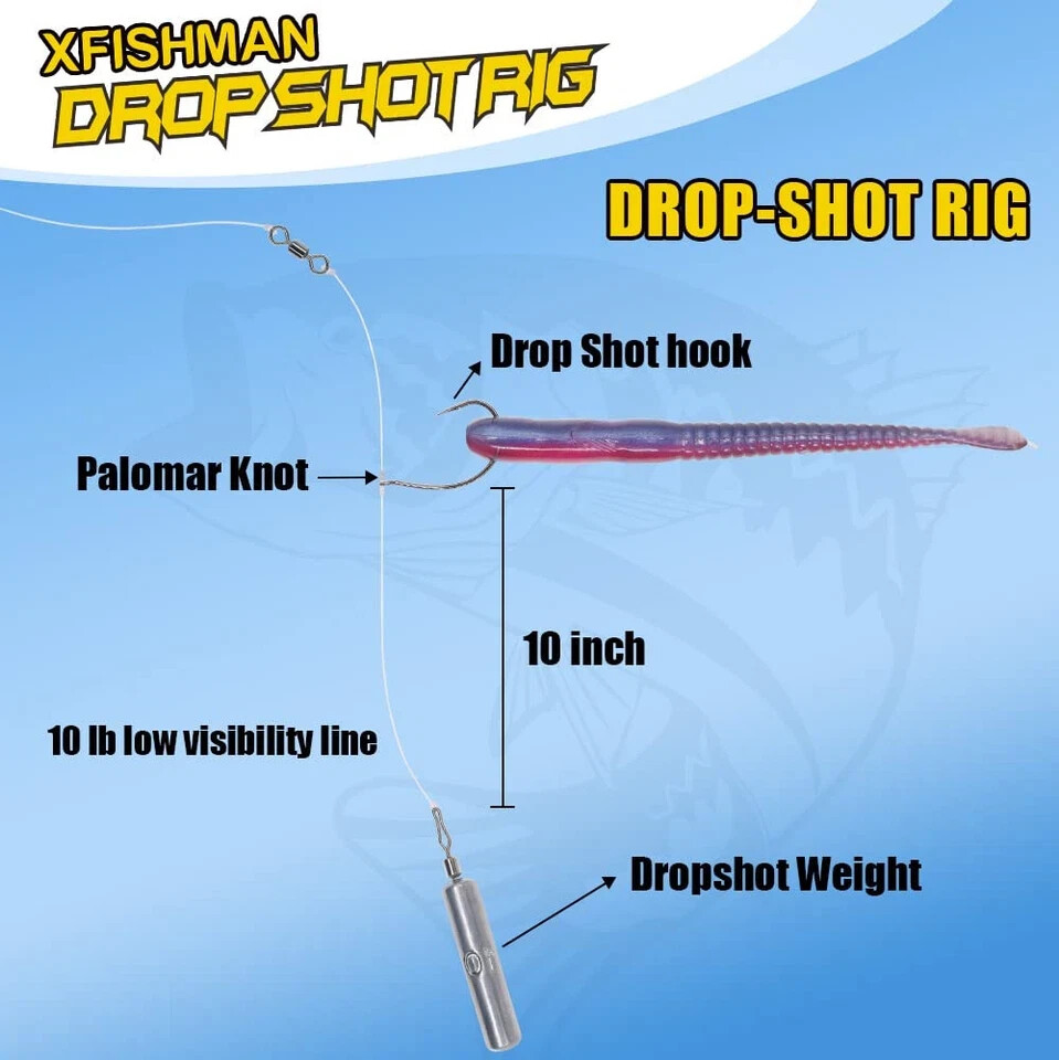 Drop Shot Rigs for Bass Fishing Ready Rig with Hooks and Sinker Weights ...