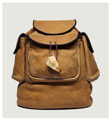 Handstitched / Handmade Leather Seashell Drawstring Bucket Backpack ...