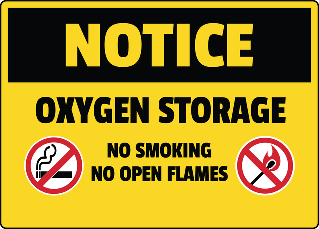 OXYGEN STORAGE. NO SMOKING NO OPEN FLAMES | Adhesive Vinyl Sign Decal ...