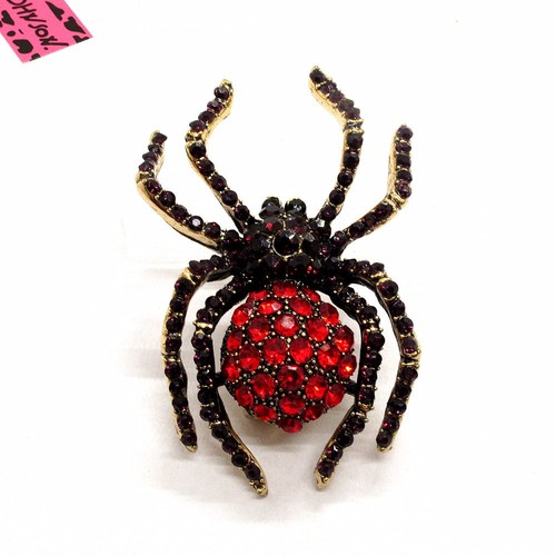 Hot Red Cute Spider Insect Rhinestone Crystal Fashion Womens Charm ...
