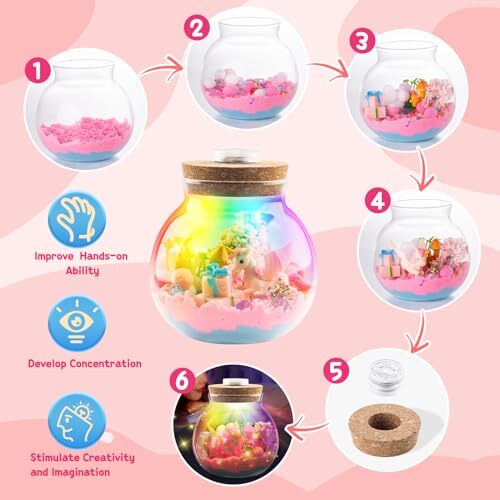 Hollyhi Light Up Terrarium Kit for Kids, DIY Unicorn Toys for 3 4 5 6 7 ...