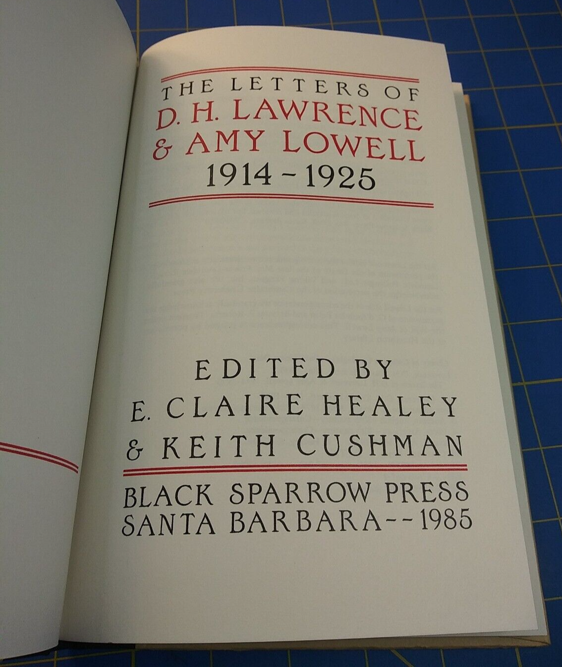 THE LETTERS OF D.H. LAWRENCE & AMY LOWELL. 1914-1925 - 1ST BY D.H ...